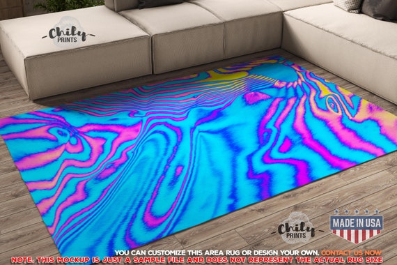 Trendy Neon Colored Psychedelic Area Rug Carpet With - Etsy