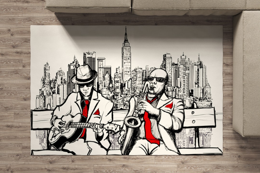Music Artist Studio Area Rug Music Room Decor Jazz Men Playing - Etsy UK