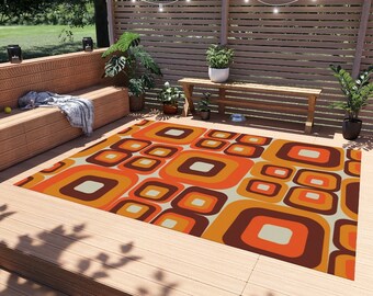 Retro Rug for Bedroom Aesthetic 70s Rugs for Living Room - Etsy