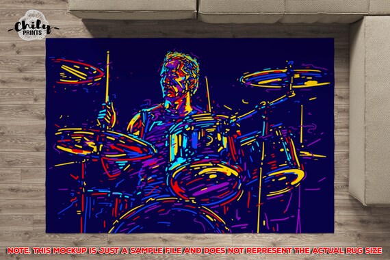 Rock drummer player Area Rugs Musician gift room decor carpet | Etsy