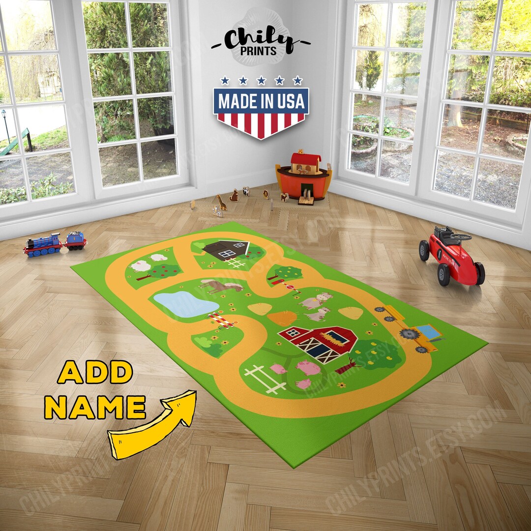 Farm Play Mat Tractor Rug for Kids Room or Farmhouse Floor Plans Farm ...