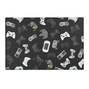 Carpet Video Game Controller Area Rugs, Dark Gamer Room Art Flor Decor ...
