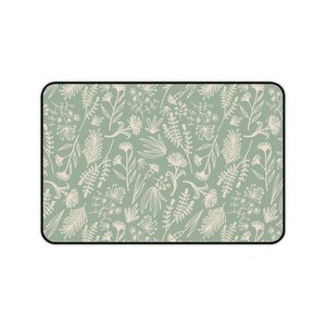 Sage Green Desk Mat With Flowers and Branches Design, Sage Green Desk ...