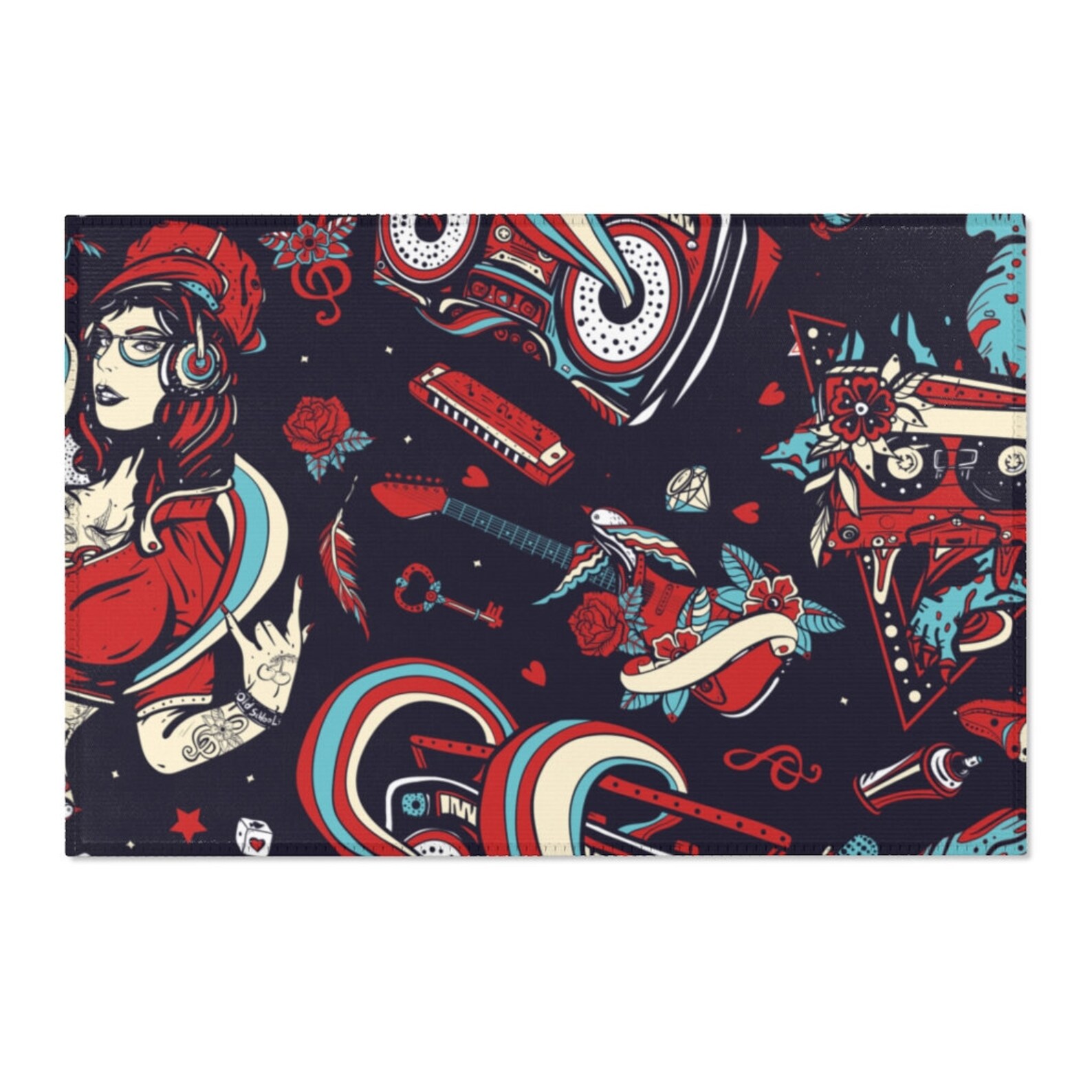 Pop Culture Hip Hop Style Area Rug Retro Music Old School - Etsy