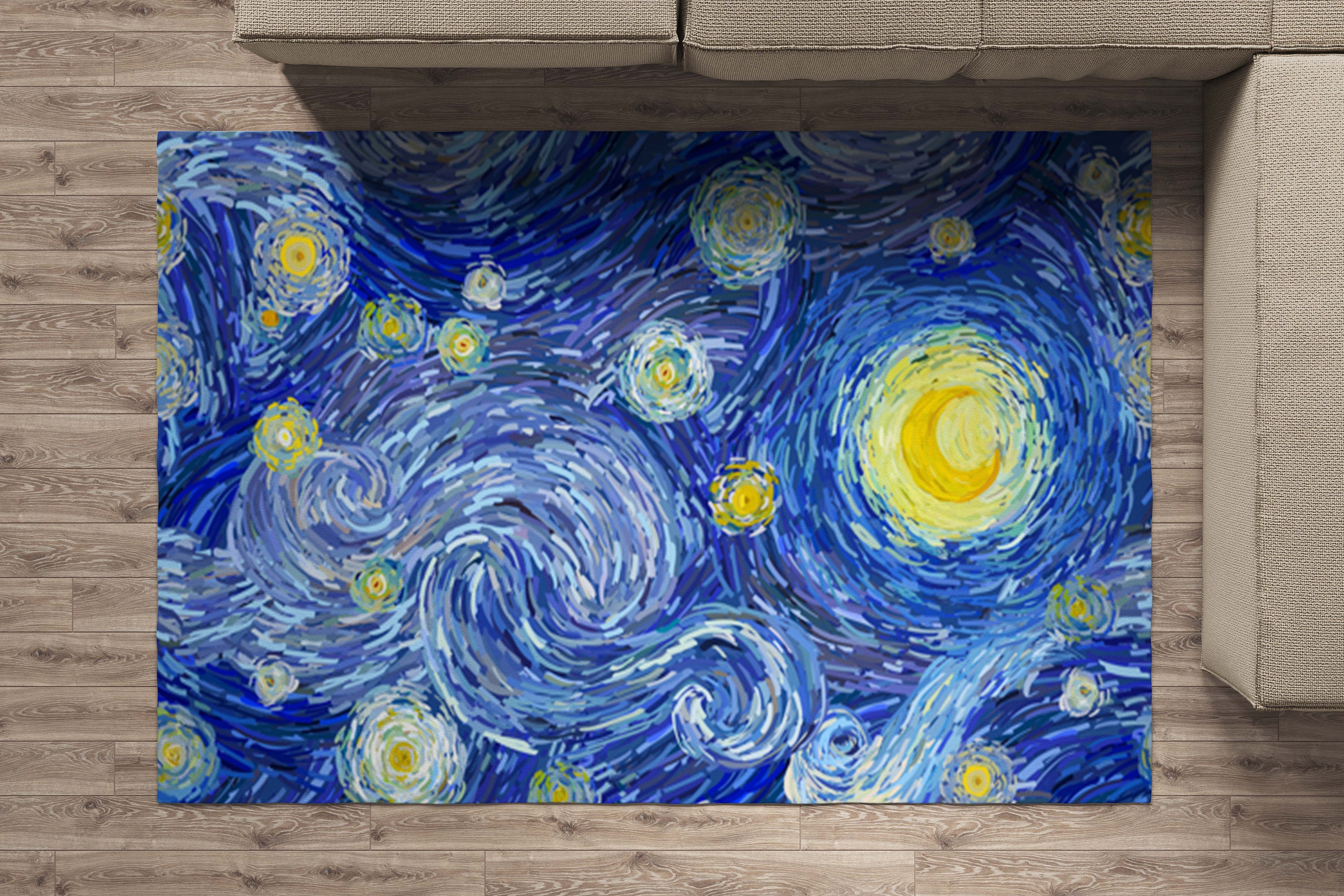 Glowing Moon Vincent Van Gogh Style Area Rugs Glowing Moon and | Etsy