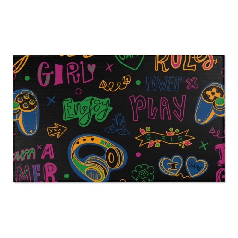 Girls Gamer Room Area Rug Girlish Deisgn With a Joystick - Etsy