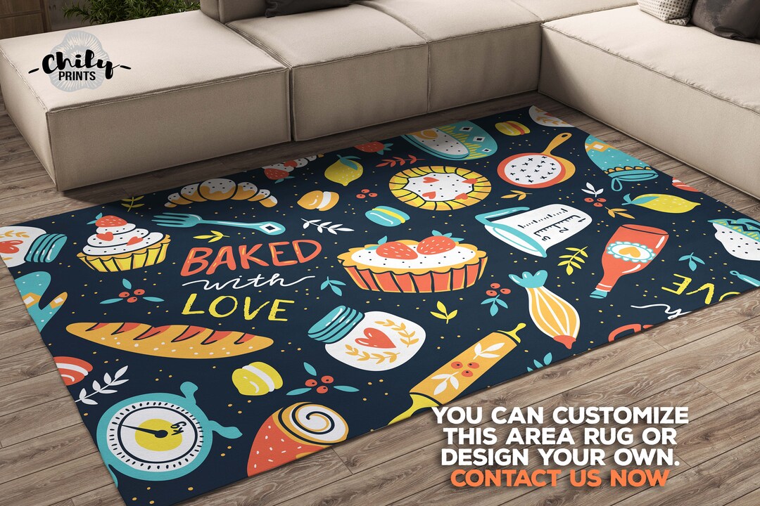 Kitchen Bakery Retro Area Rug, Cooking Kitchen Mom Carpet, Kitchen ...