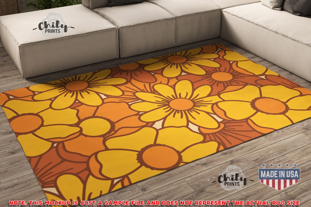 70's Inspired Floral Carpet Browns and Yellows Floral - Etsy