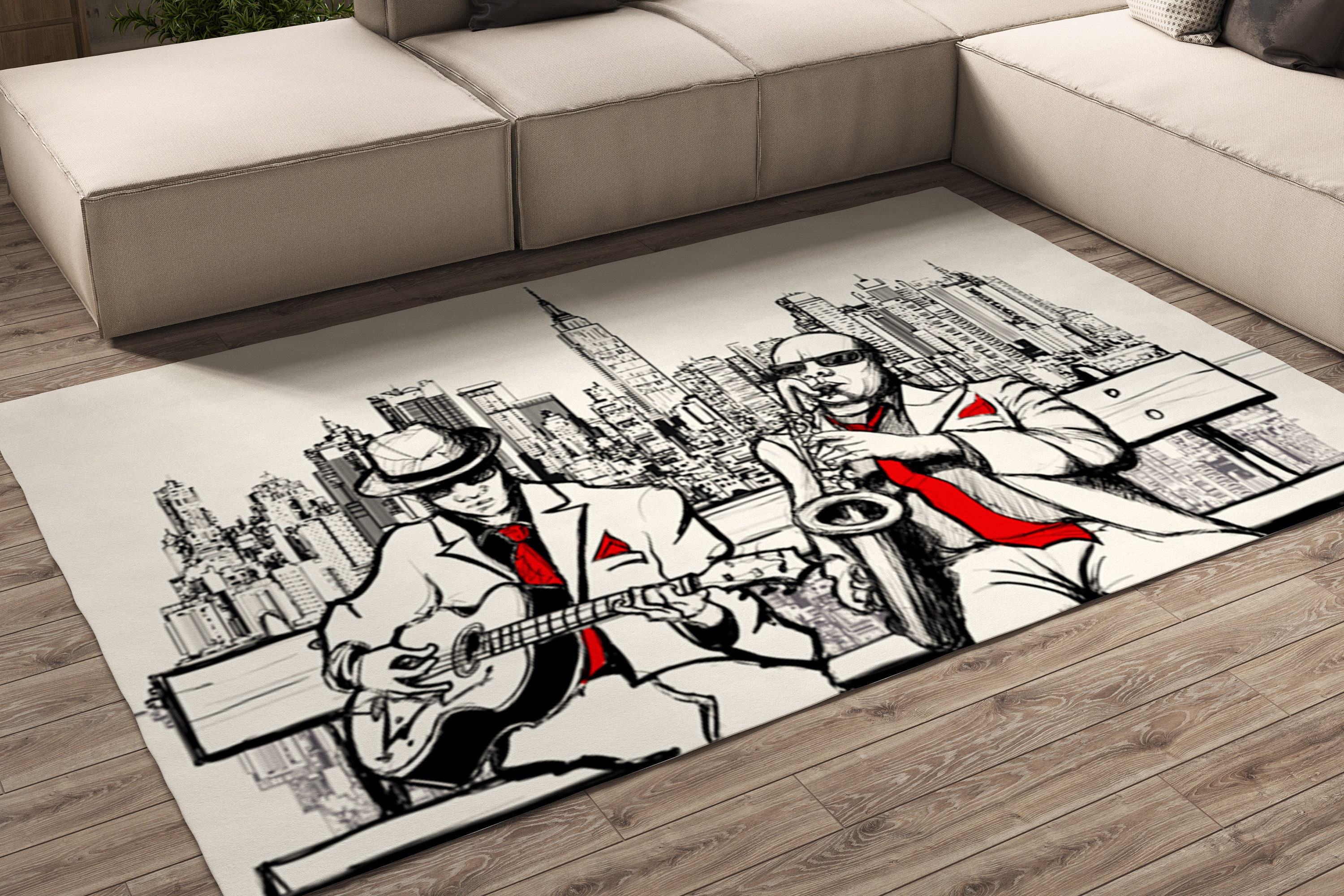 Music Artist Studio Area Rug Music Room Decor Jazz Men Playing - Etsy UK