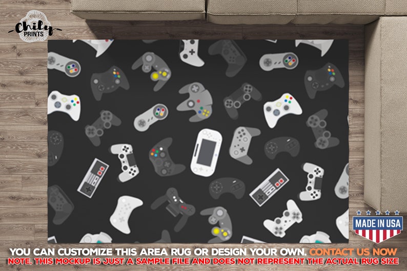 Carpet Video Game Controller Area Rugs Dark Gamer Room Art - Etsy UK