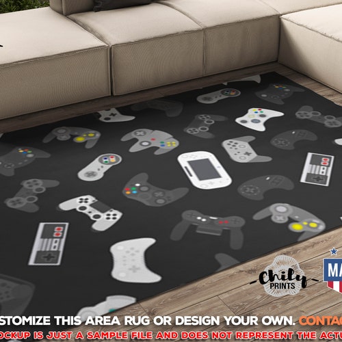 Gamer Room Decor Area Rug Video Game Controller Design Gamer - Etsy