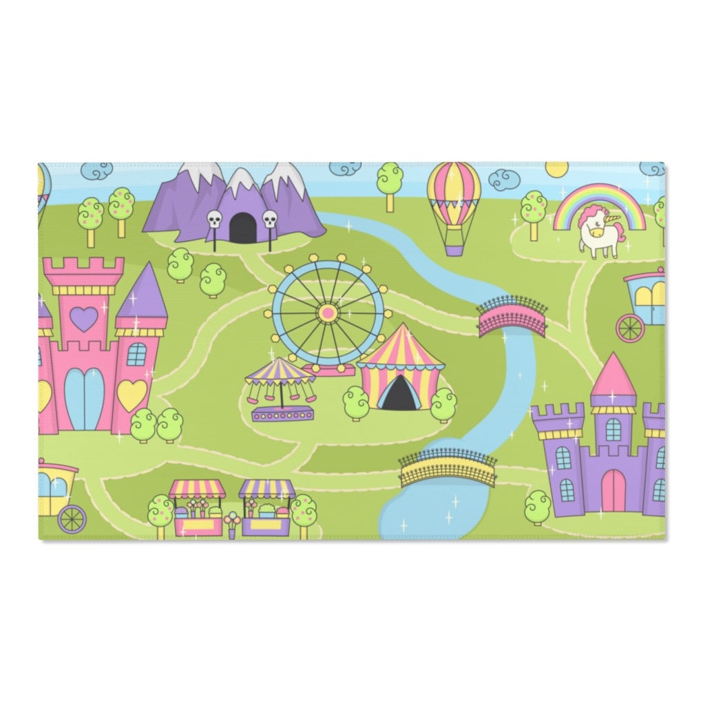 Kids Play Rug Princess Fairy Tale World Area Rug Play Mat | Etsy