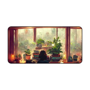 Aesthetic Desk Mat With Beautiful Chill Girl Design, Kawaii Aesthetic ...