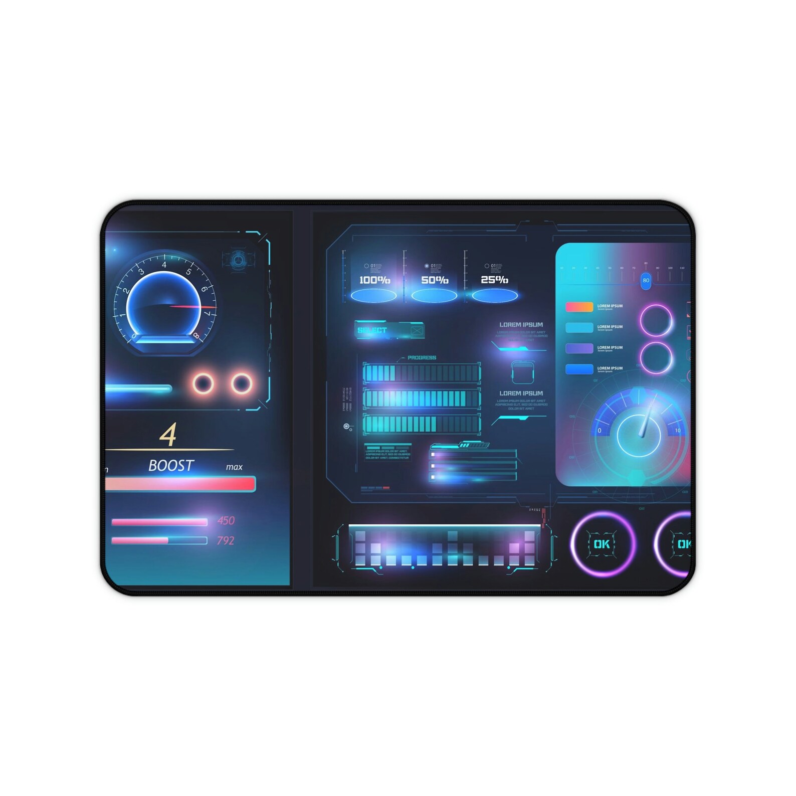 Sci-fi Control Console Display Hud Desk Mat With Futuristic - Etsy