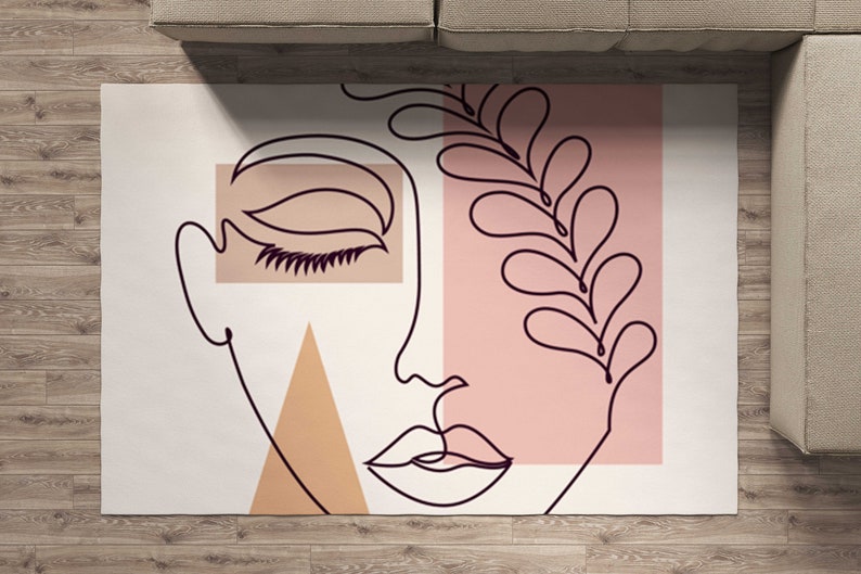 Minimal Line Drawing Art Abstract Hand Draw Design Area Rug | Etsy