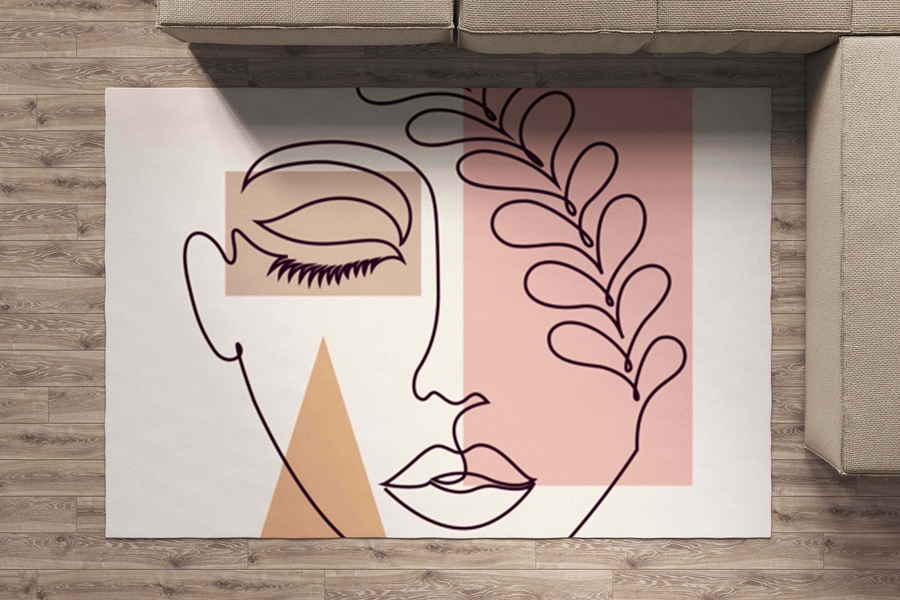 Minimal Line Drawing Art Abstract Hand Draw Design Area Rug | Etsy