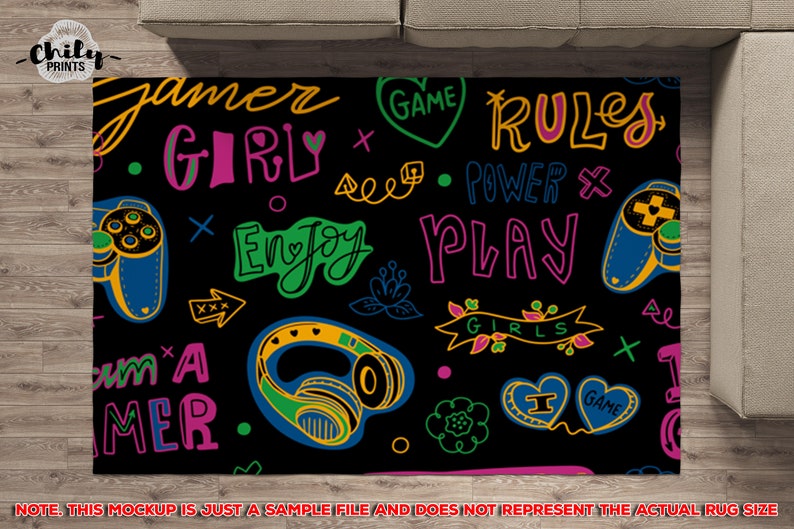 Girls Gamer Room Area Rug Girlish Deisgn With a Joystick - Etsy