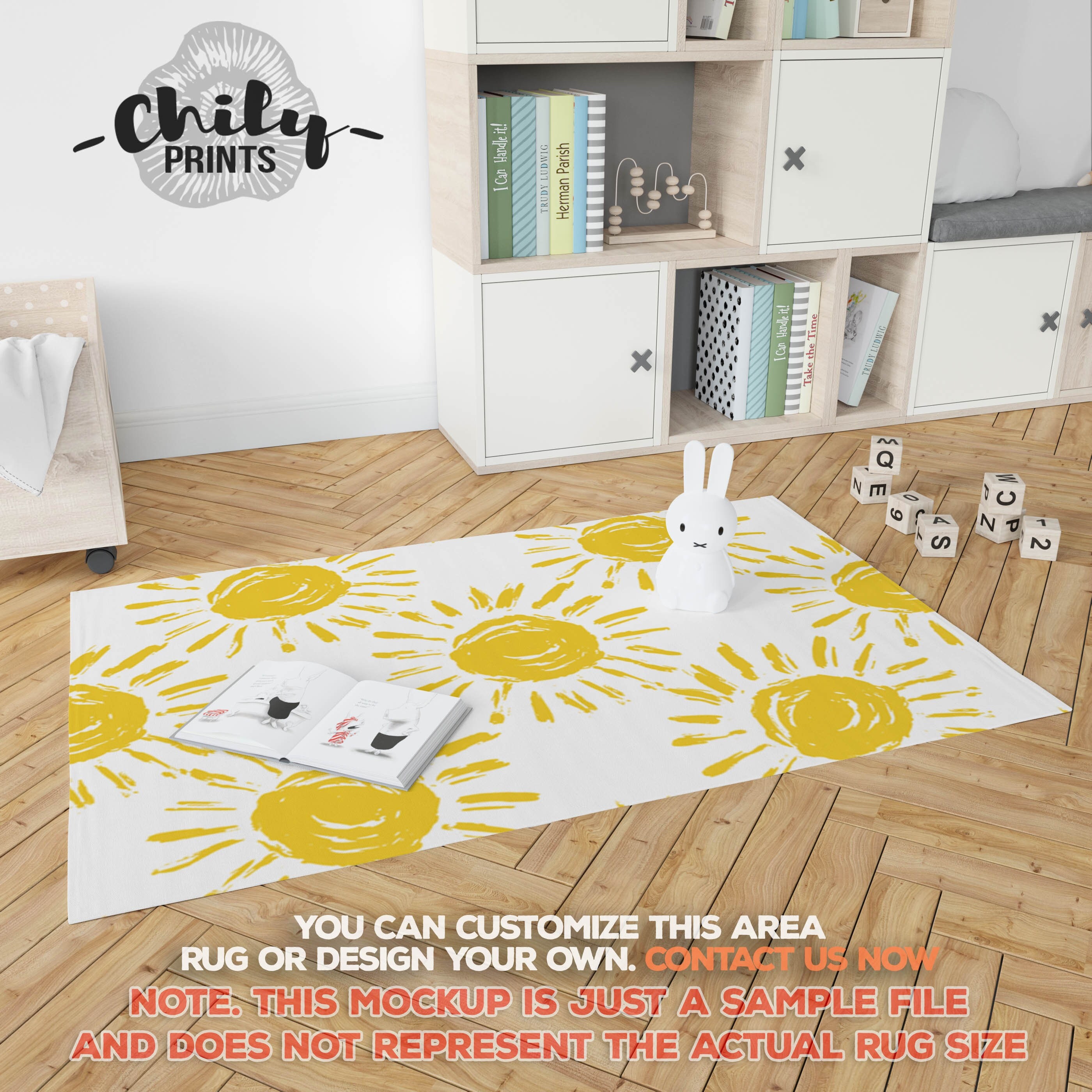 Sunshine Area Rug Hand Drawn Yellow Doodle Suns Design Area | Etsy