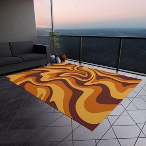 Orange Retro Swirl Rug 1970 Wavy Swirl Psychedelic Groovy 70s - Etsy