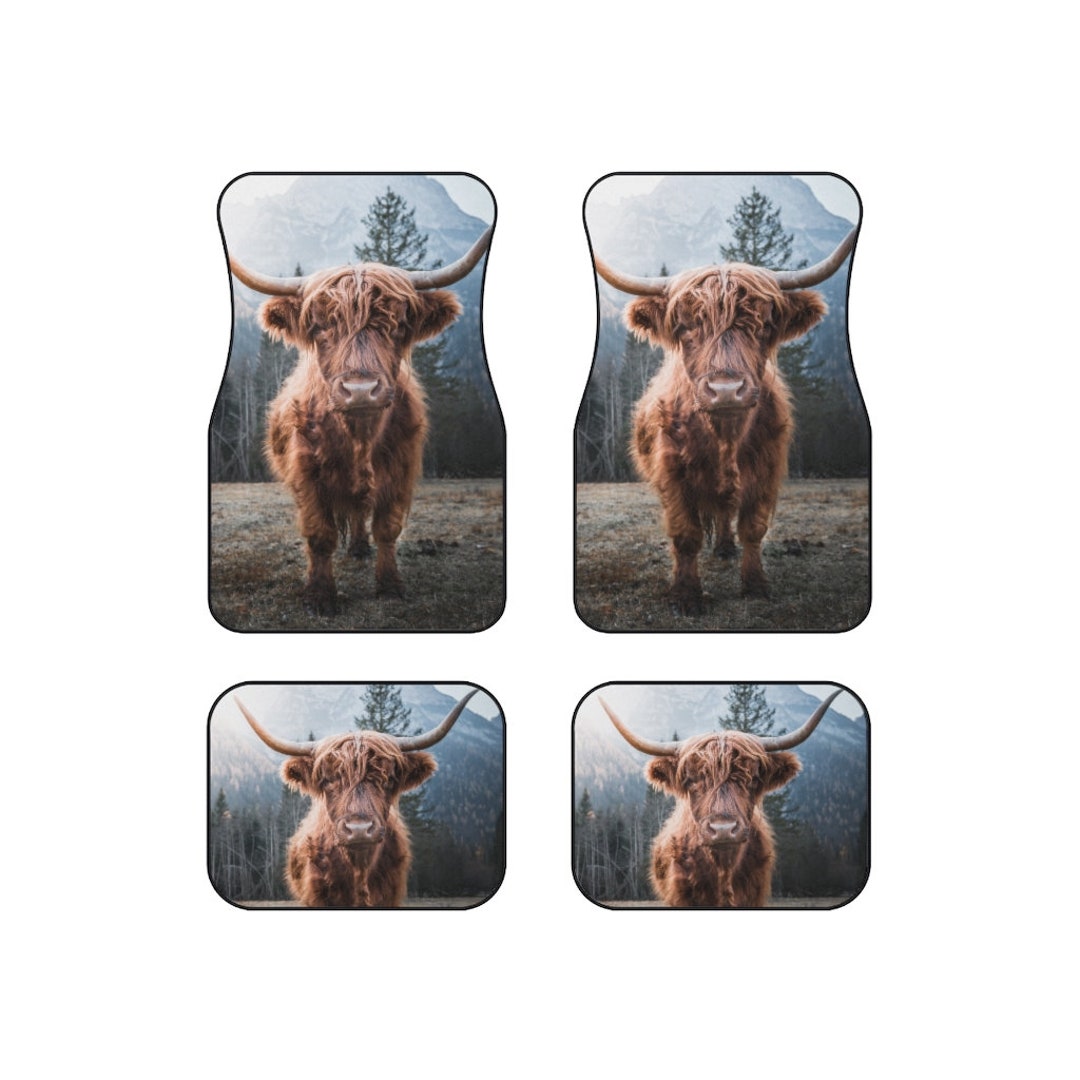 Horned Highland Cattle Car Mats, Highland Cow Car Mats, Cowboy Chic Car ...