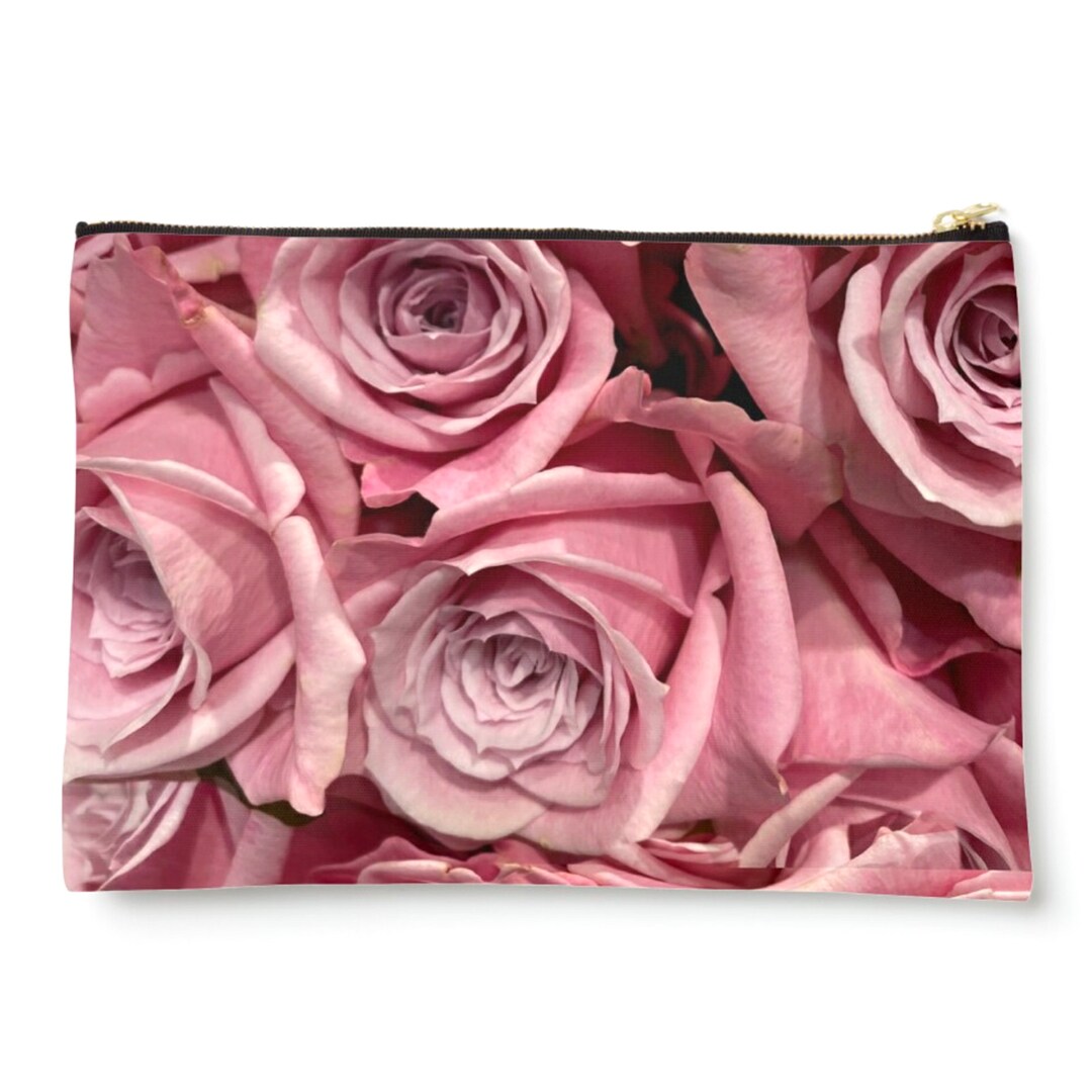 Pink Roses Zippered Pouch Bag. Spring Flowers Zip Bag Pouch. Colorful ...