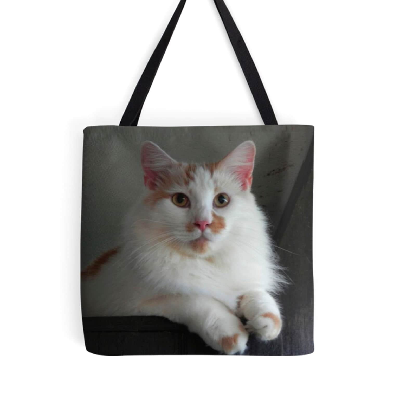 White Cat Portrait Tote Bag. Long Haired White Cat Close up Face ...