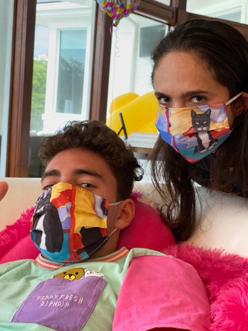 Tuxedo Fat Cat in Funhouse Mirror Face Mask. Whimsical Tuxedo - Etsy