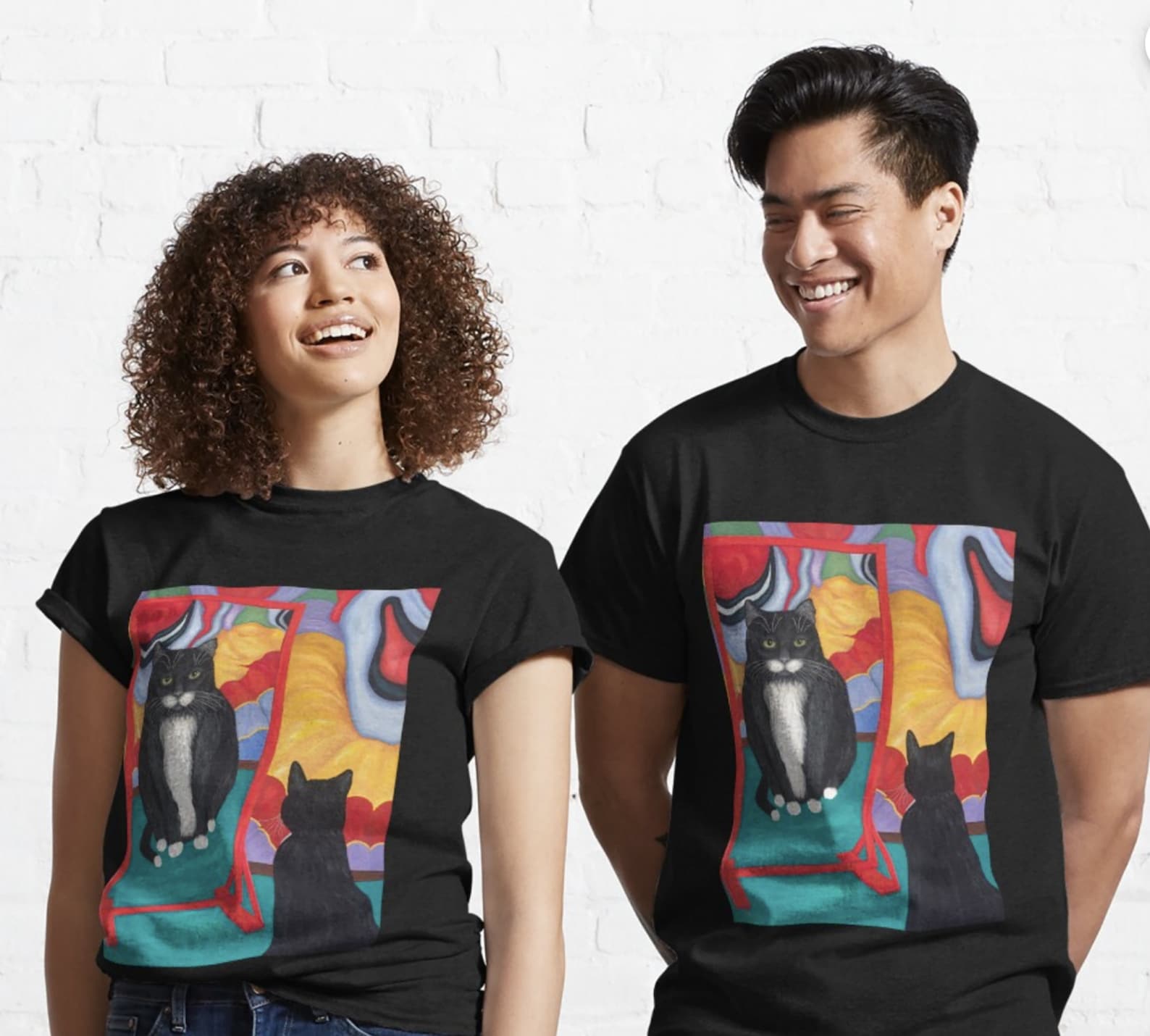 Fat Tuxedo Cat Funhouse Mirror T-shirt: Whimsical Cat Lover Gift - Etsy
