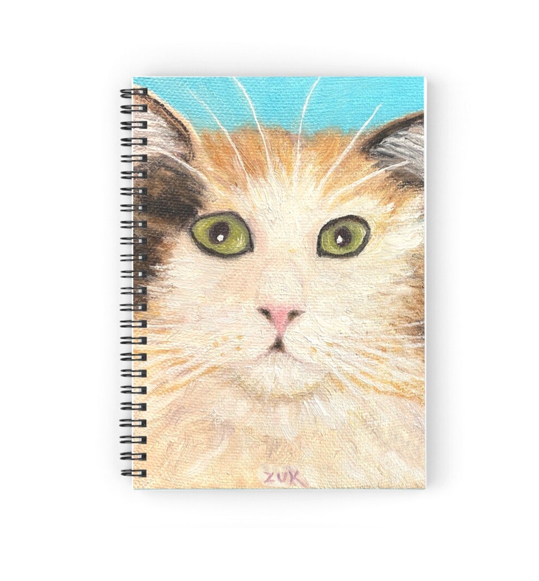 Calico Cat Face Notebook. Close up Cat Face Spiral Notebook. Tortie Cat ...