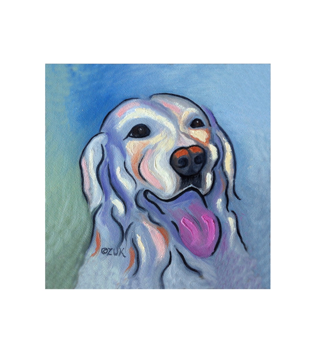Yellow Lab Dog Square Art Print. Labrador Retriever Wall Art. Colorful ...