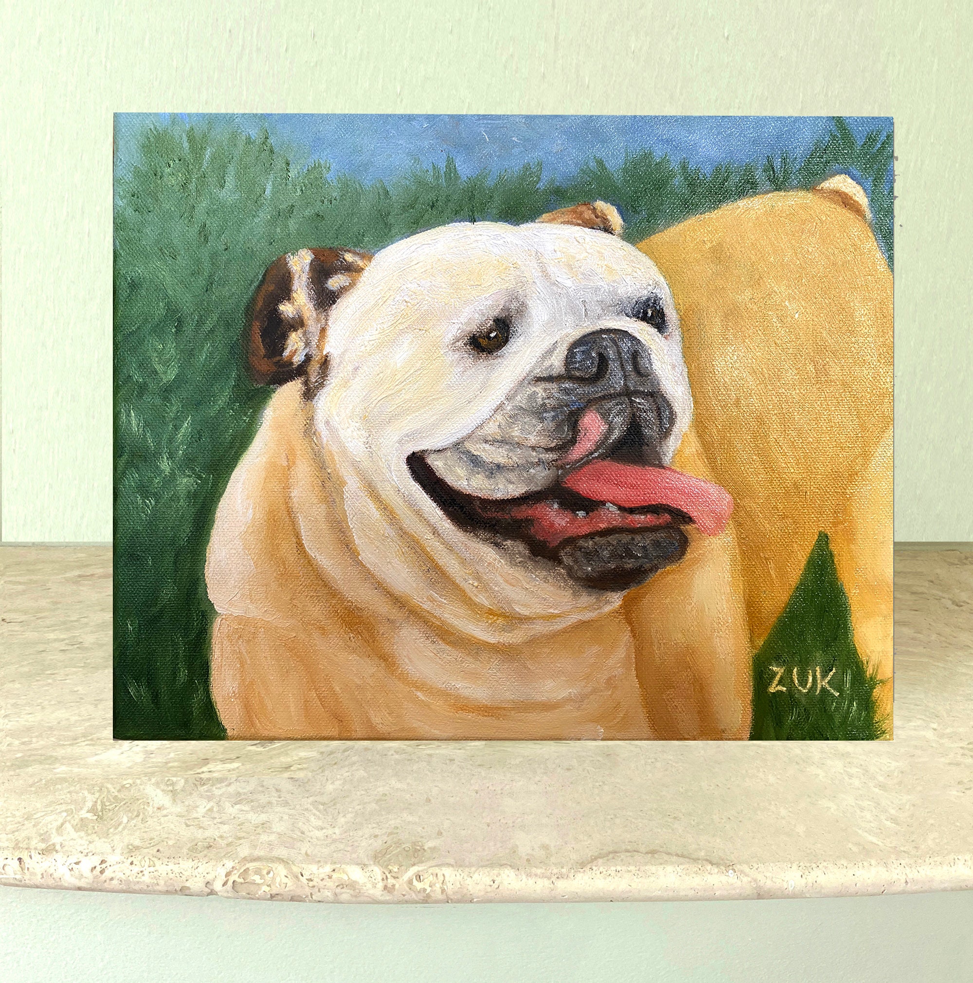 English Bulldog Oil Painting: Original Dog Portrait Art on Canvas - Etsy