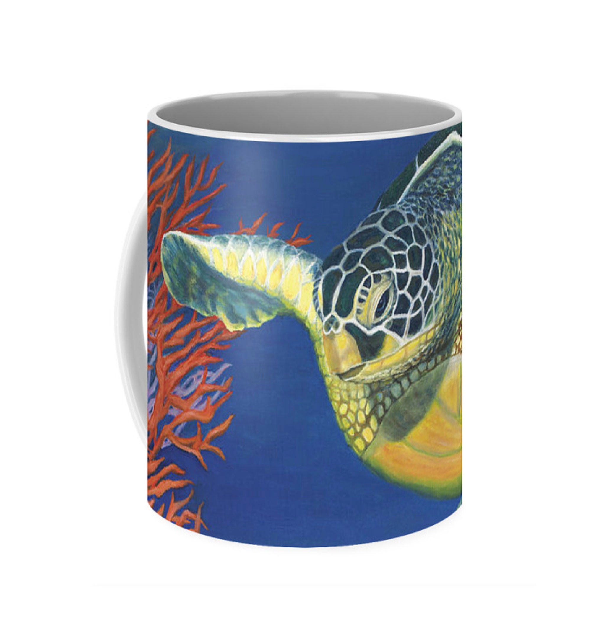 Green Sea Turtle Coffee Mug. Colorful Turtle and Coral Reef - Etsy UK