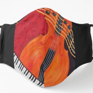Music Theme Washable Face Mask. Kids and Adult Sizes. Keyboard, Cello ...