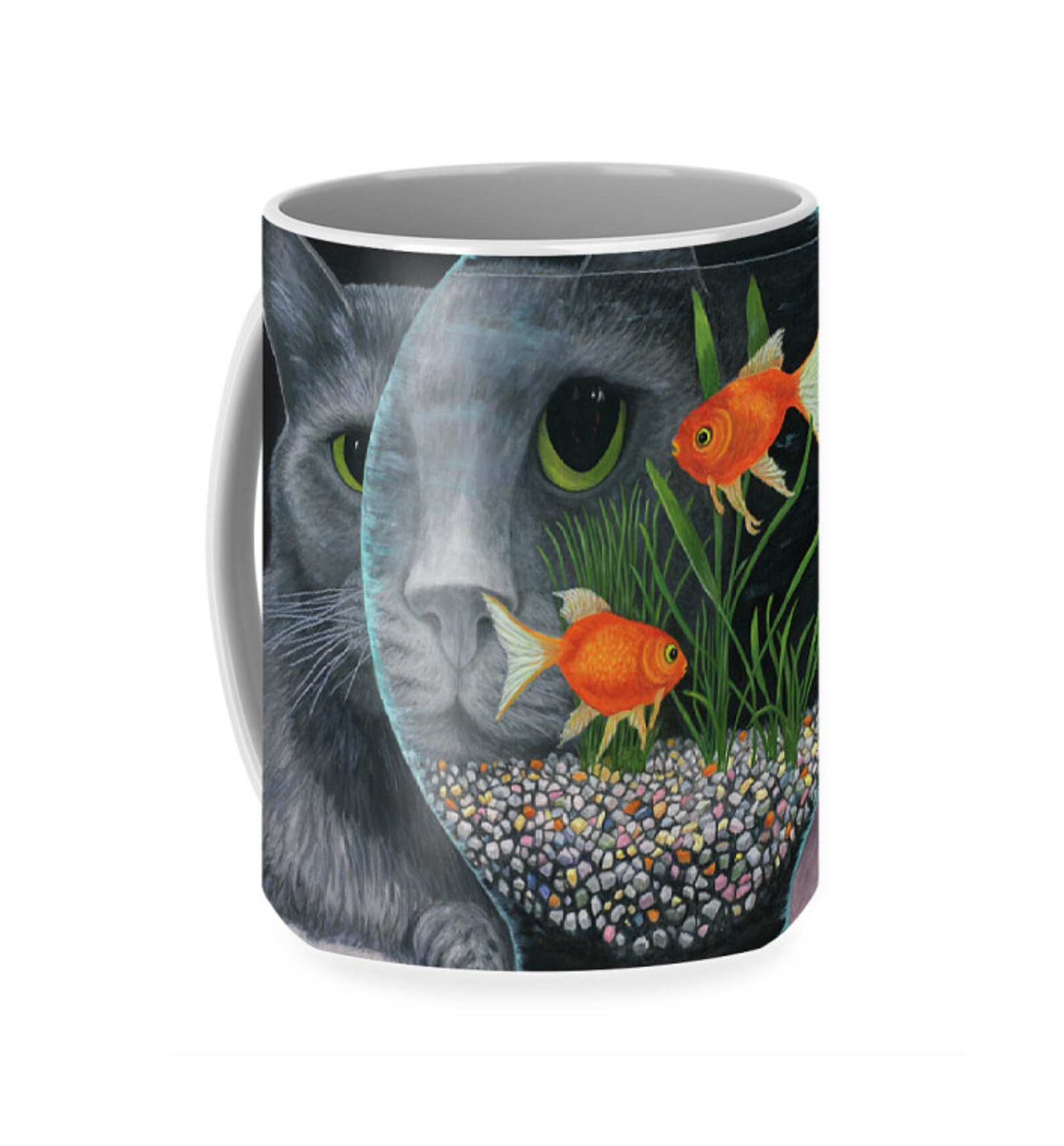 Whimsical Cat & Fishbowl Coffee Mug: Cat Lover Gift - Etsy