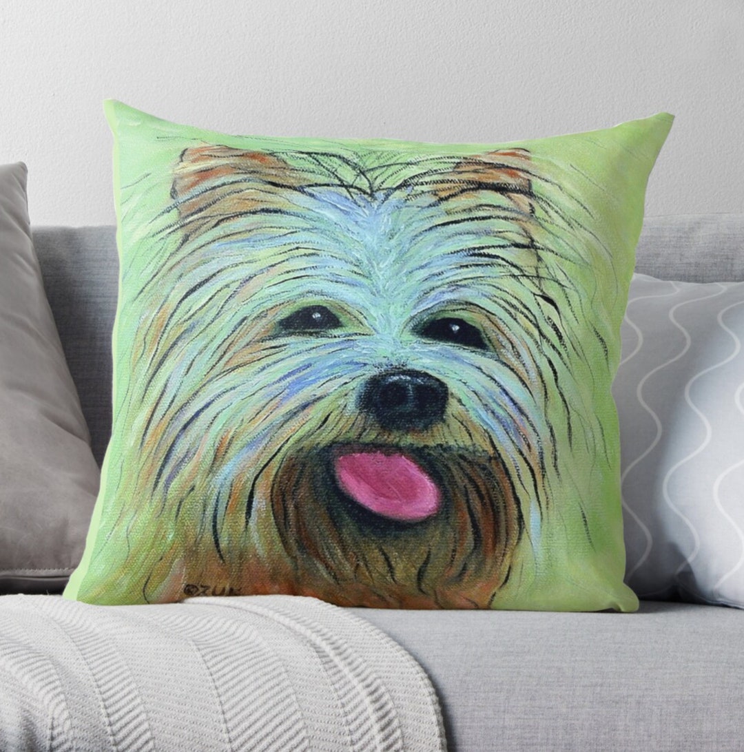 Colorful Abstract Yorkie Face. Dog Pillow, Dog Cushion, Colorful Pillow ...