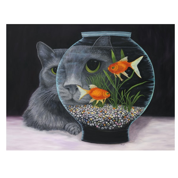 Cat and Fish Bowl - Etsy