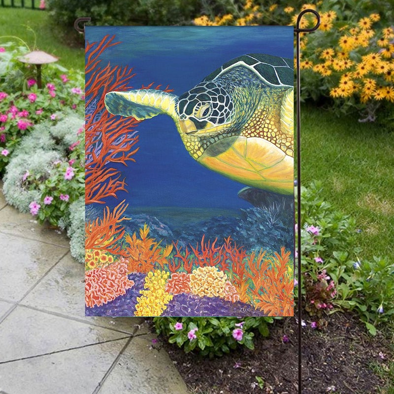 Sea Turtle Garden Flag - Etsy