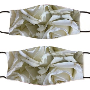 White Roses for Spring Face Mask. Kids and Adults. Pleated, Fitted ...