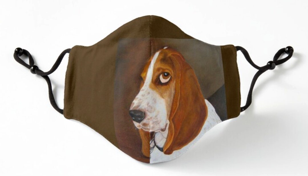Basset Hound Portrait Face Mask. Kids and Adults. Droopy Ears and Huge ...