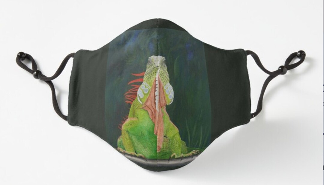 Iguana Face Mask: Green Lizard, Reptile Lover, Adjustable - Etsy