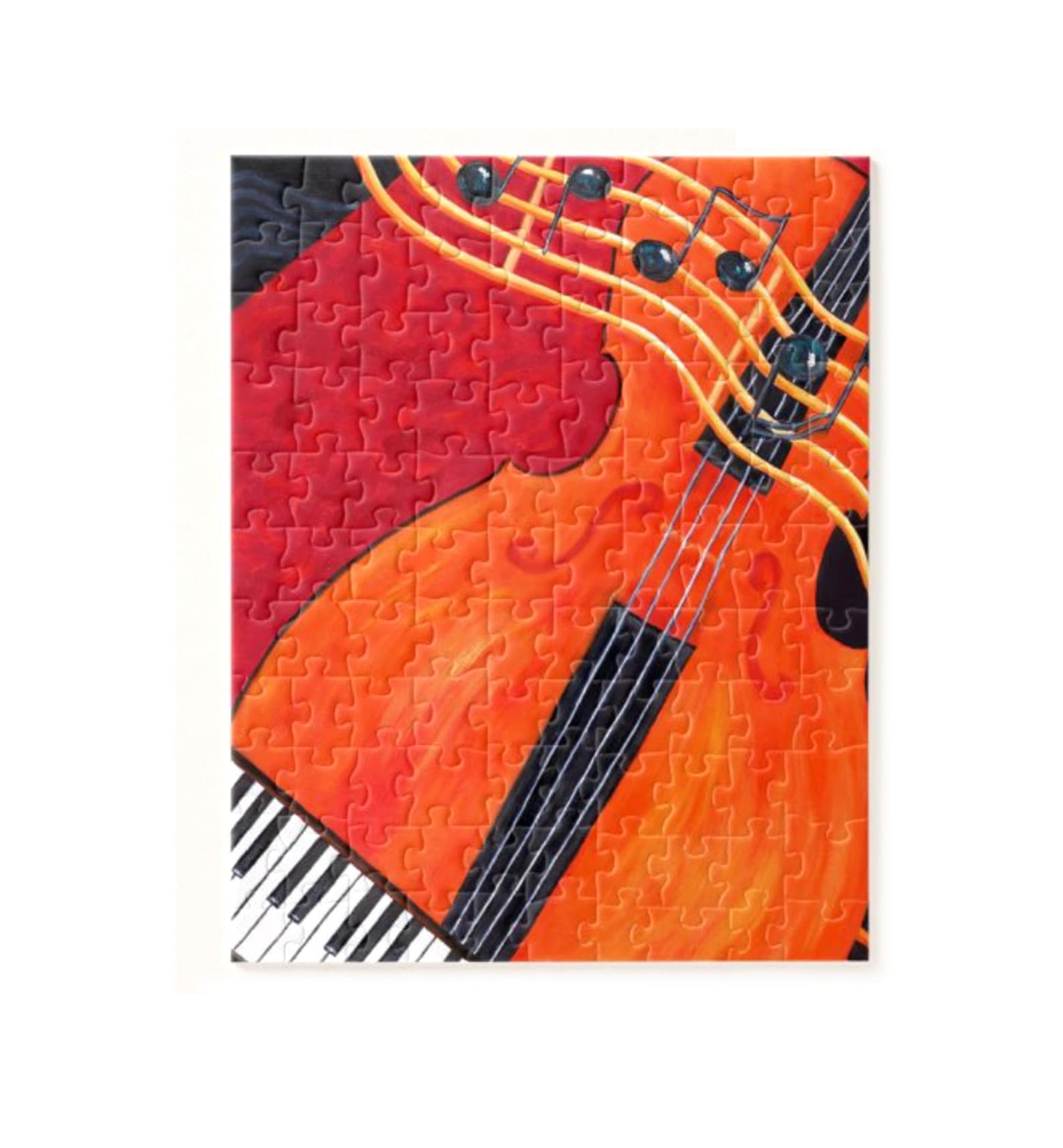Music Theme Jigsaw Puzzle. Keyboard, Cello, Bass, Floating Notes. From ...
