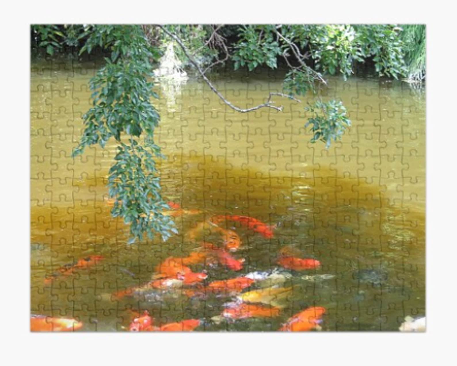 Koi Fish in Pond Jigsaw Puzzle. Foliage Cascading Over Water. - Etsy