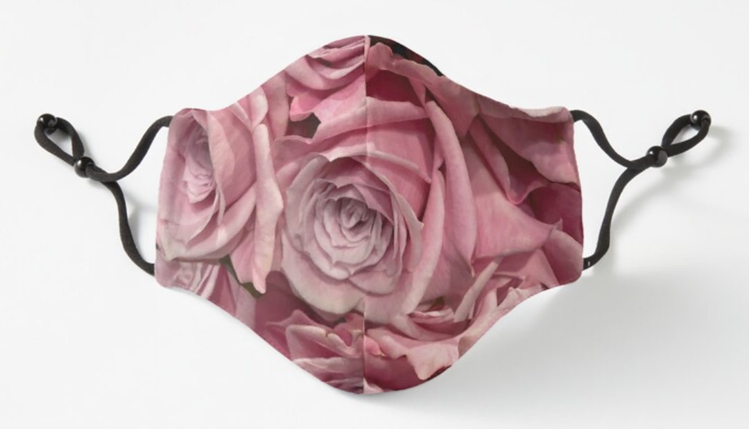 Pink Roses Face Mask: Adjustable Floral Mask for Adults & Kids - Etsy