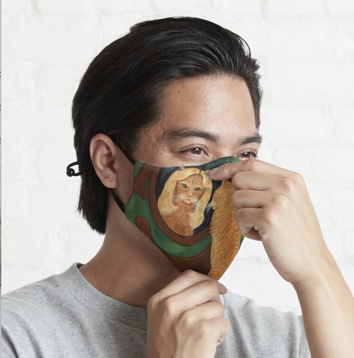 Orange Tabby Cat Looking Into Mirror Face Mask. Whimsical - Etsy