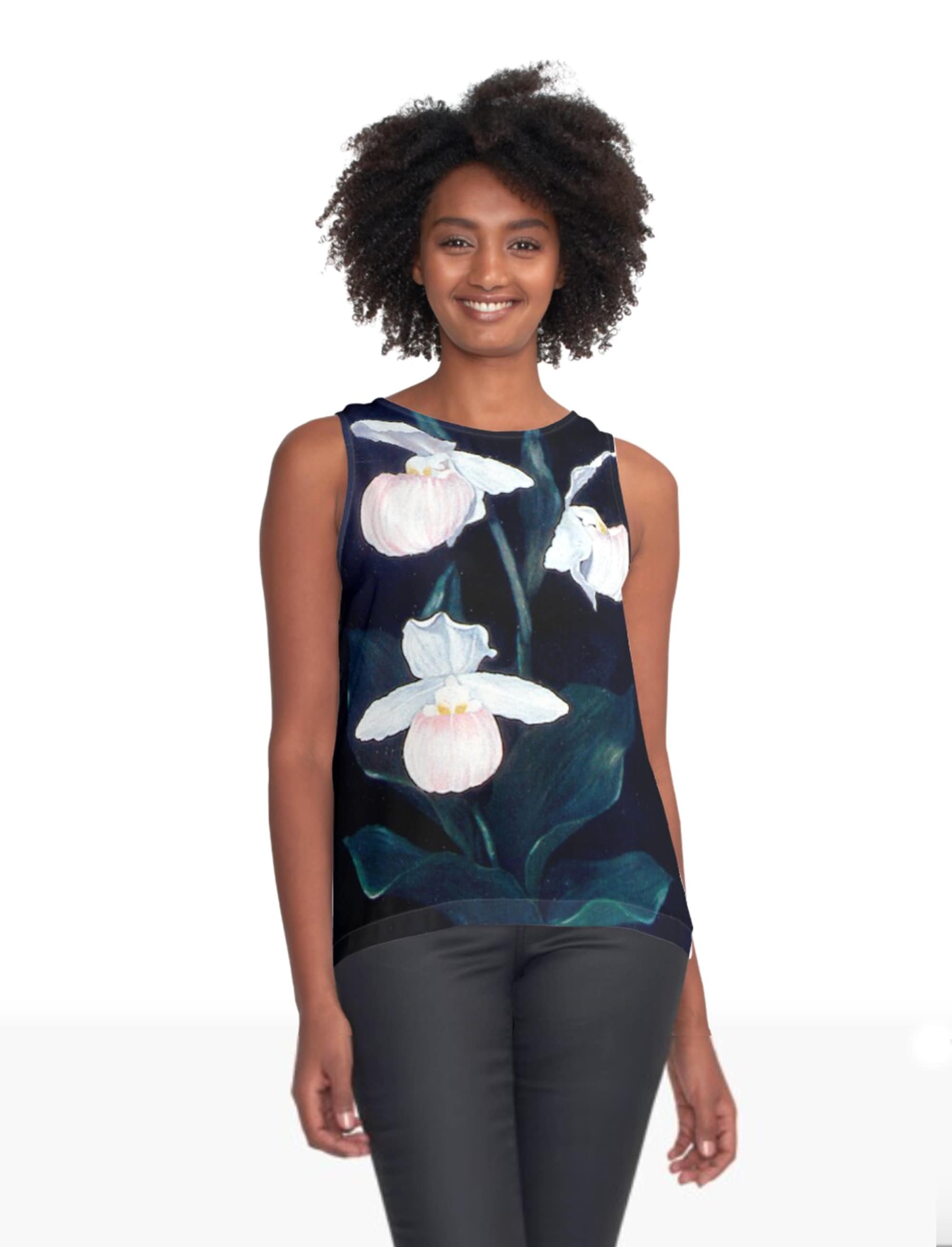Lady Slipper Orchid Sleeveless Top: Bold Floral Statement - Etsy