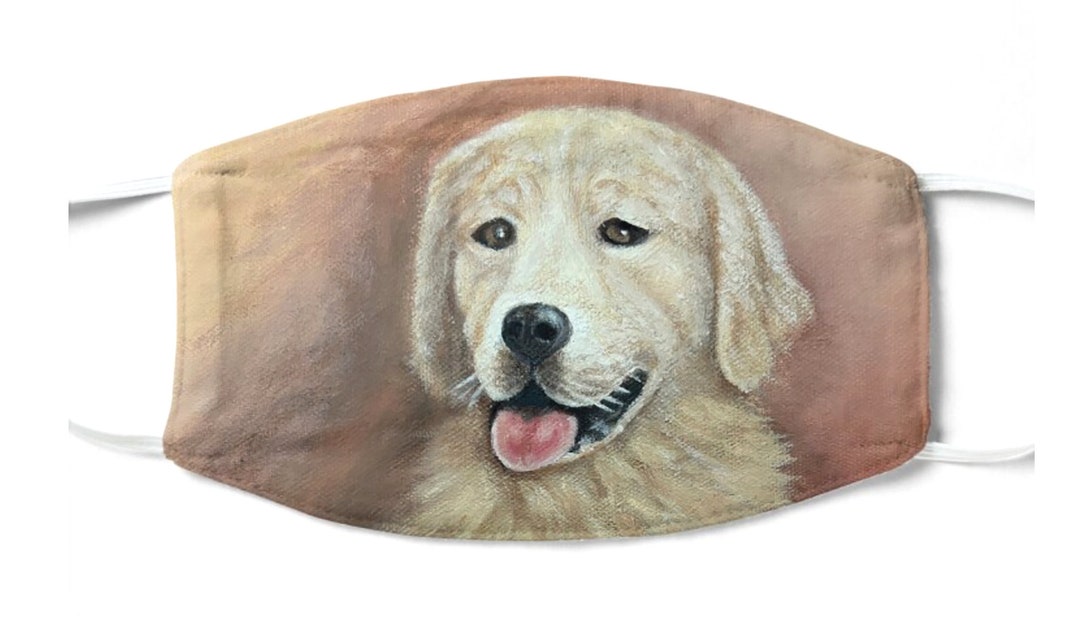 Golden Retriever Portrait Face Mask: Dog Lover Gift - Etsy