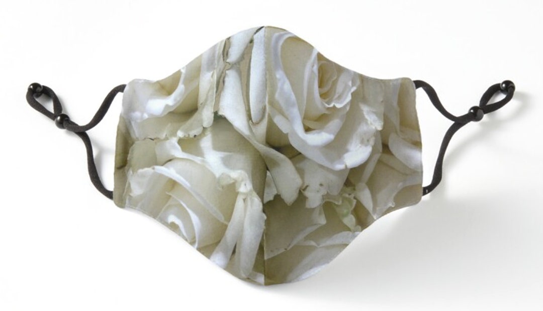 White Roses for Spring Face Mask. Kids and Adults. Pleated, Fitted ...