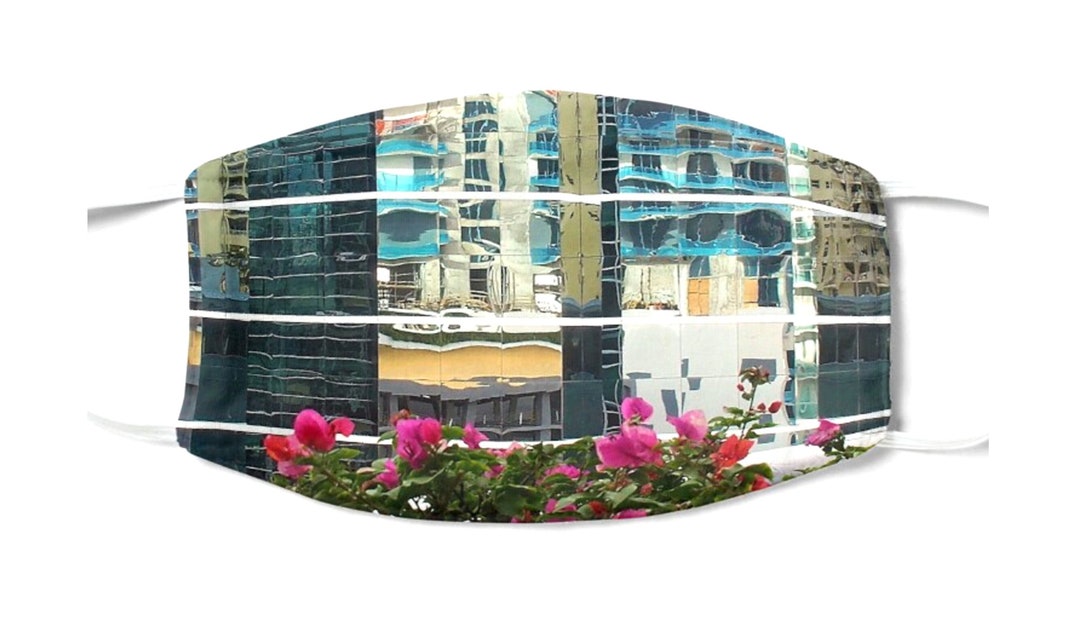 Miami Cityscape Washable Face Mask. Colorful Buildings and Reflections ...
