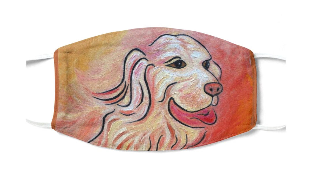 Golden Retriever Abstract Art Face Mask: Washable Polyester, Adult ...