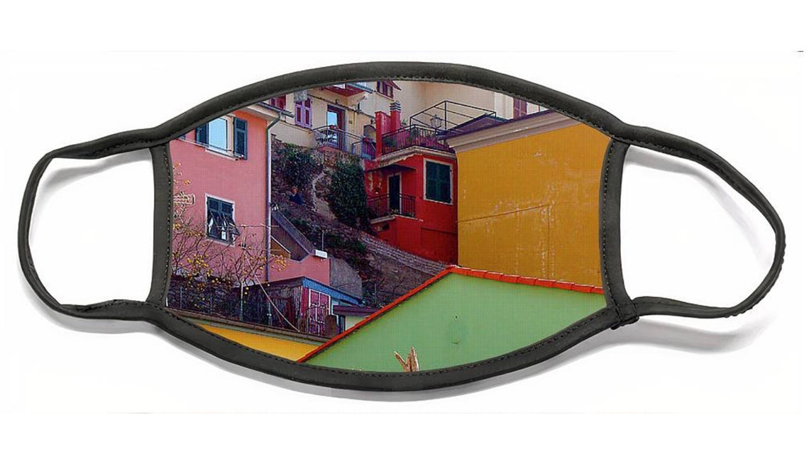 Cinque Terre Italy washable face mask. Colorful buildings | Etsy